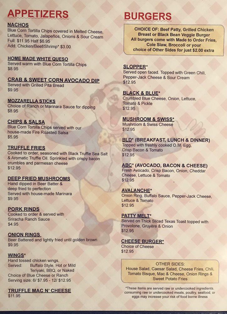 Menu at Cousin Pat's Pub & Grill, Estes Park