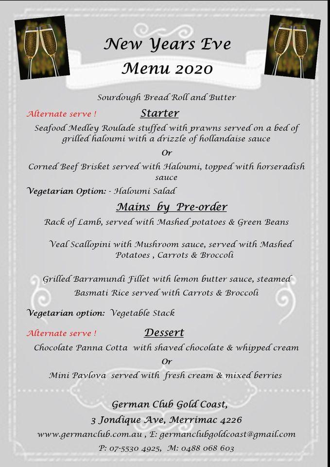 Menu at German Club Gold Coast, Merrimac