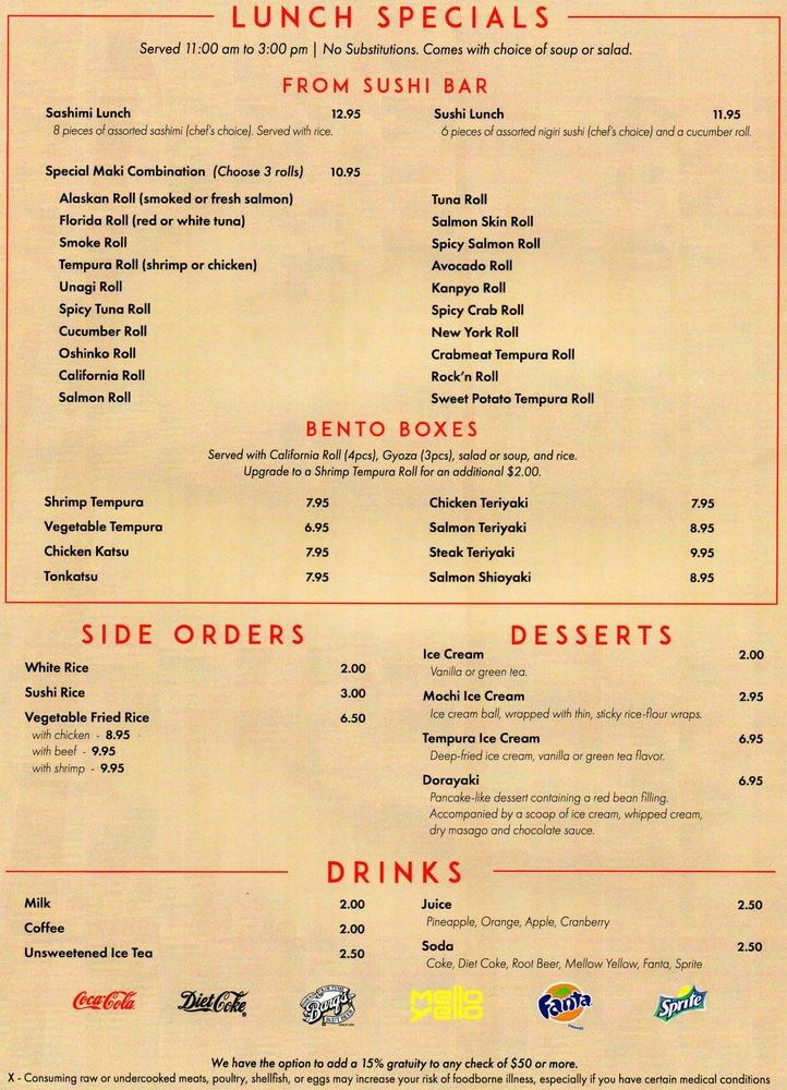 Menu at Matsu Ya Sushi Bar & Grill, Stevens Point