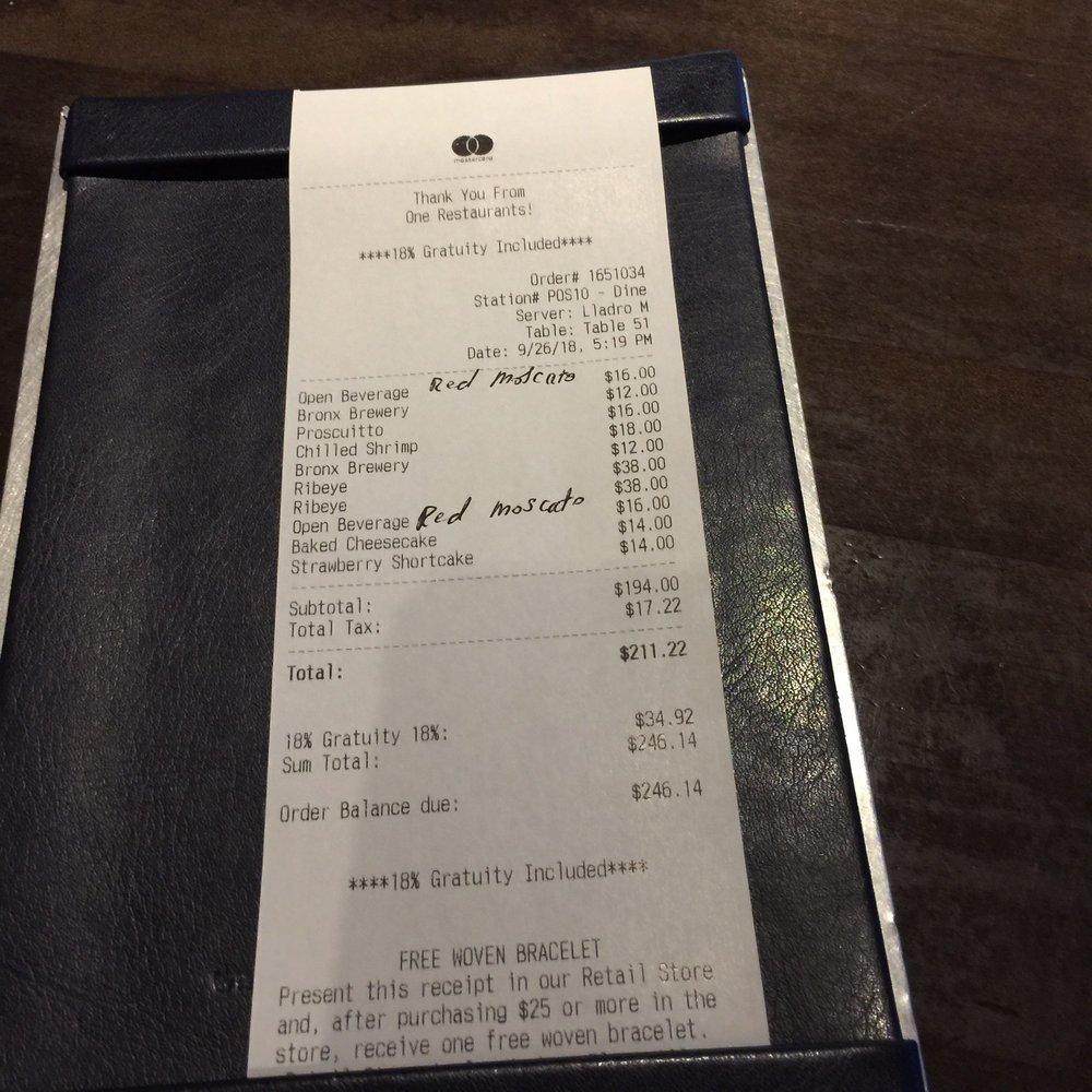 Menu at ONE Dine at One World Observatory restaurant, New York City