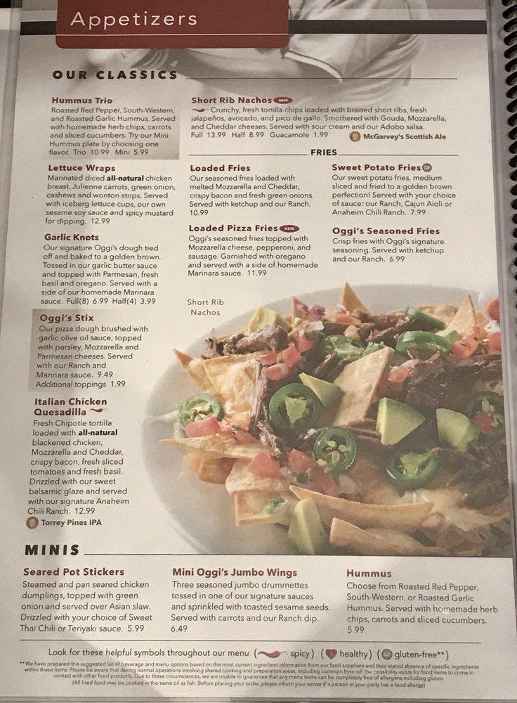 Menu at Oggi's Sports Brewhouse Pizza pizzeria, Barstow