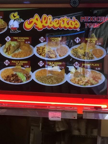 Menu at Alberto's Mexican Food restaurant, Riverside, Magnolia Ave #4980