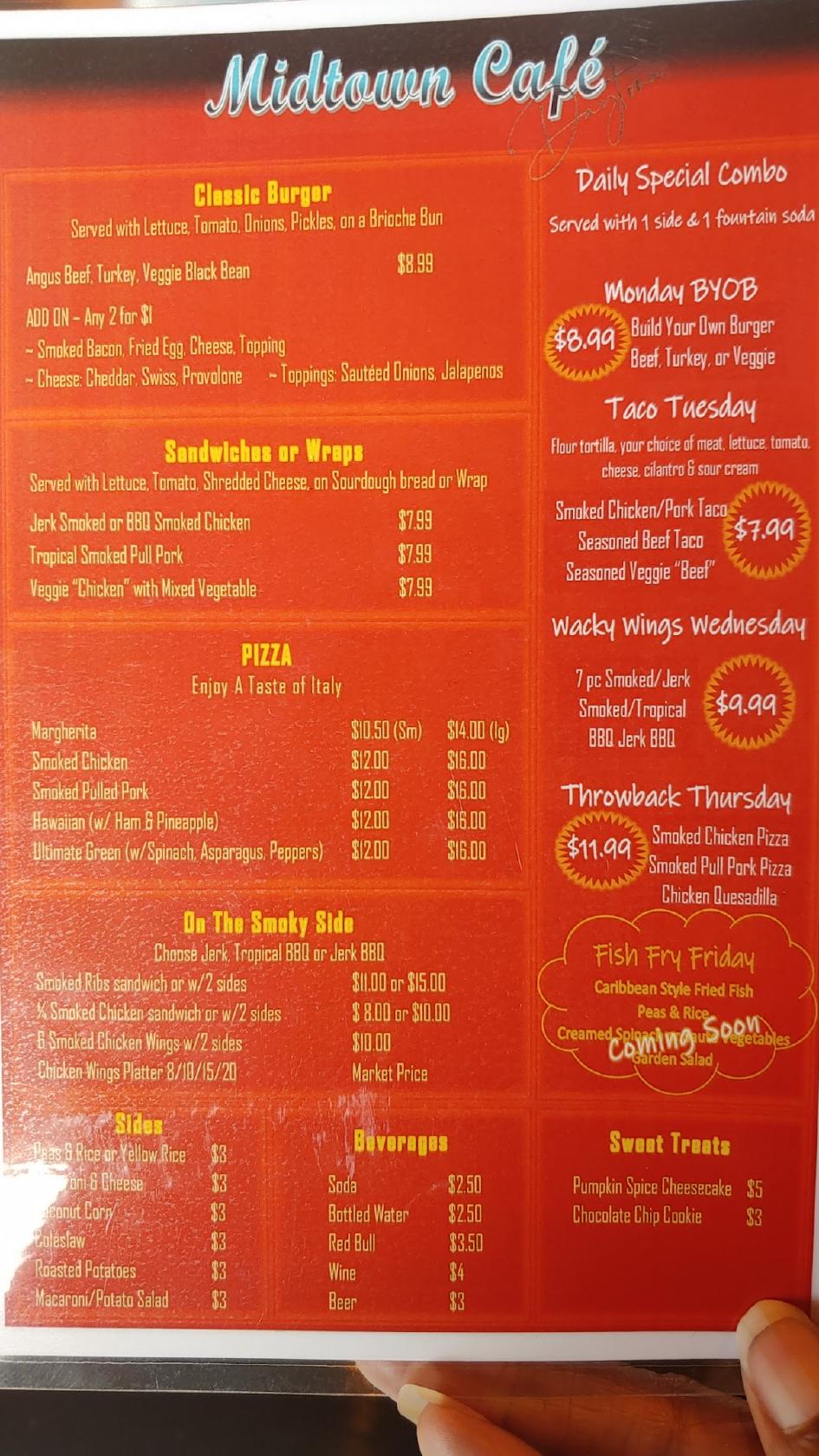 Menu at Midtown Cafe Daytona, Daytona Beach, 536 Dr Mary McLeod Bethune ...