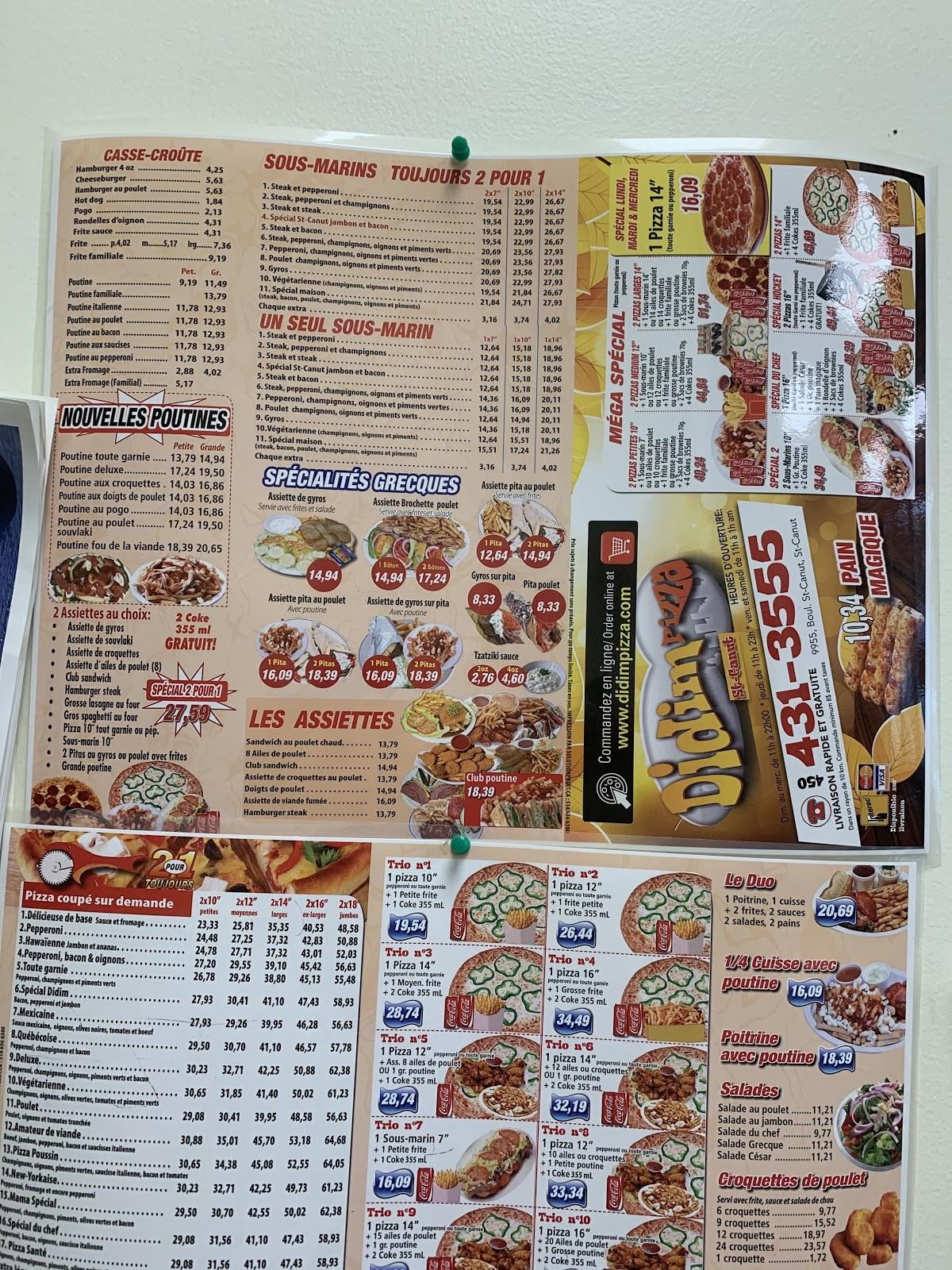 Menu at Restaurant Pizza didim, Mirabel