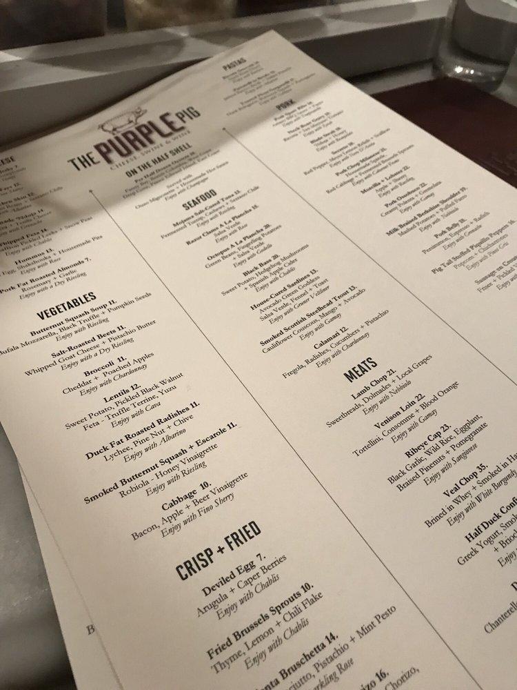 Menu at The Purple Pig Restaurant, Chicago, 444 Michigan Ave