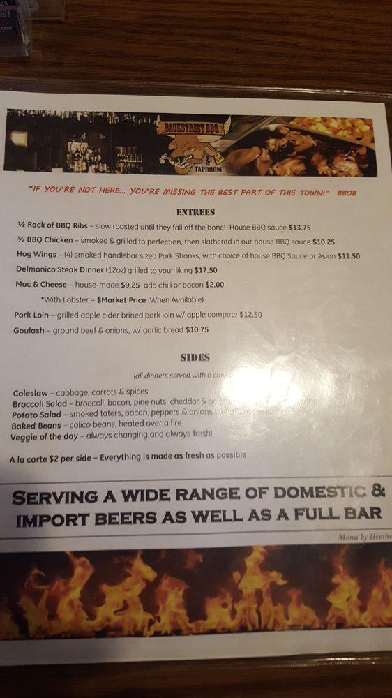 Carta de Back Street BBQ, Lake George