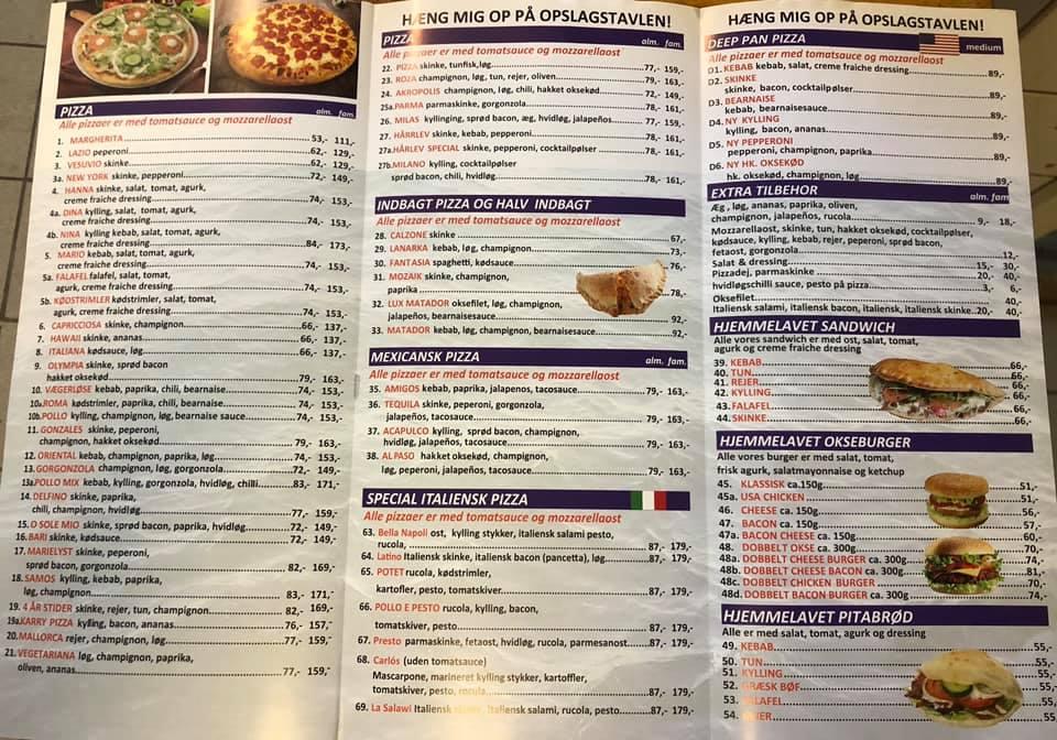 Menu at Delfino Restaurant & Pizzaria, Hårlev