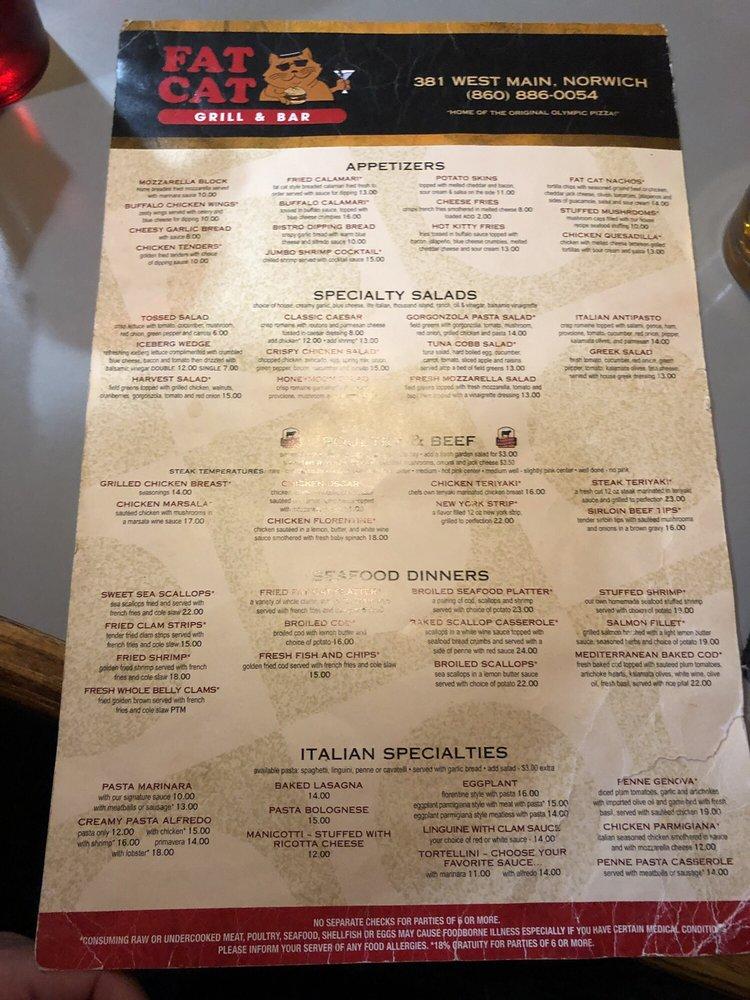 Menu at Fat Cat Grill & Bar, Norwich