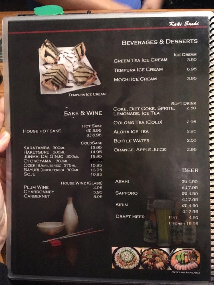 Menu at Kaki Sushi restaurant, Pleasanton