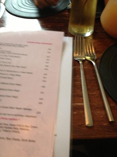 Menu at Coast restaurant, Holywood