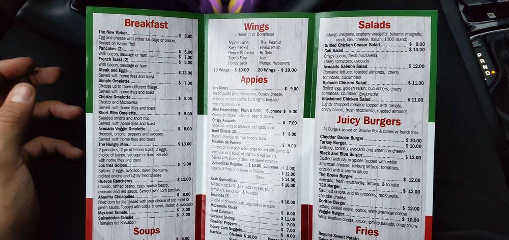 Menu at Tepe’s Kitchen restaurant, White Plains