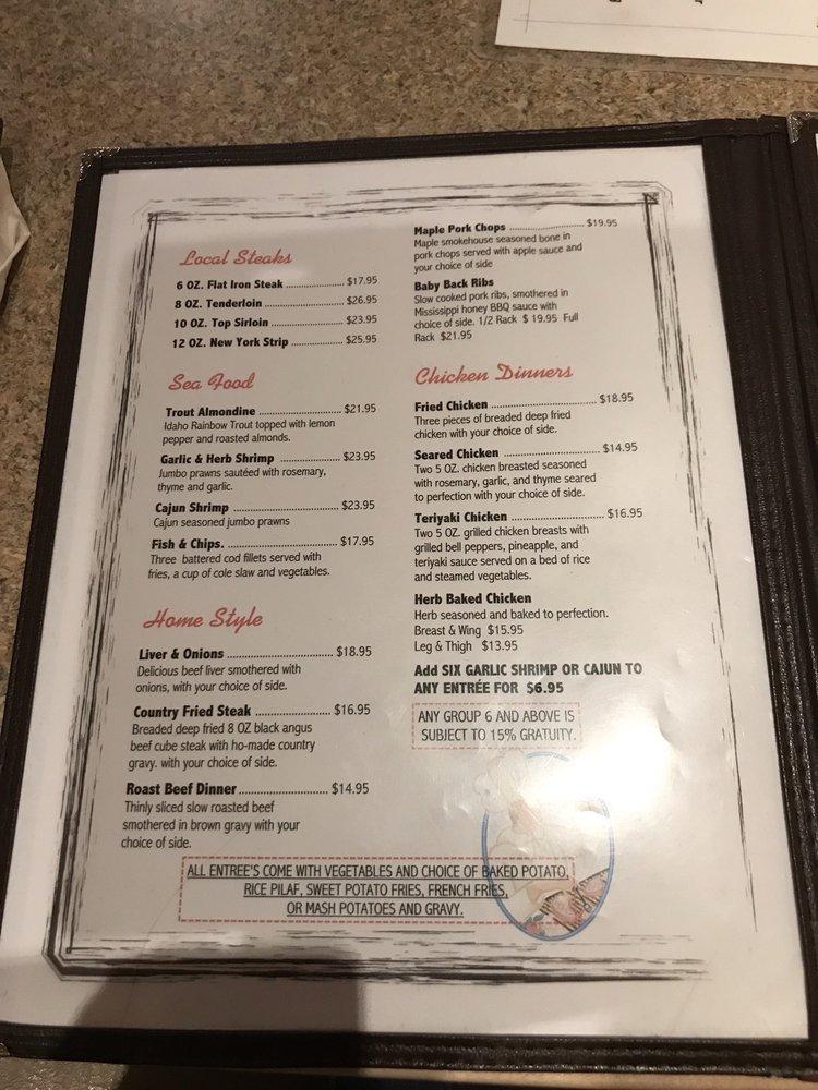 Menu at Thunderbird Restaurant, Orderville, State St
