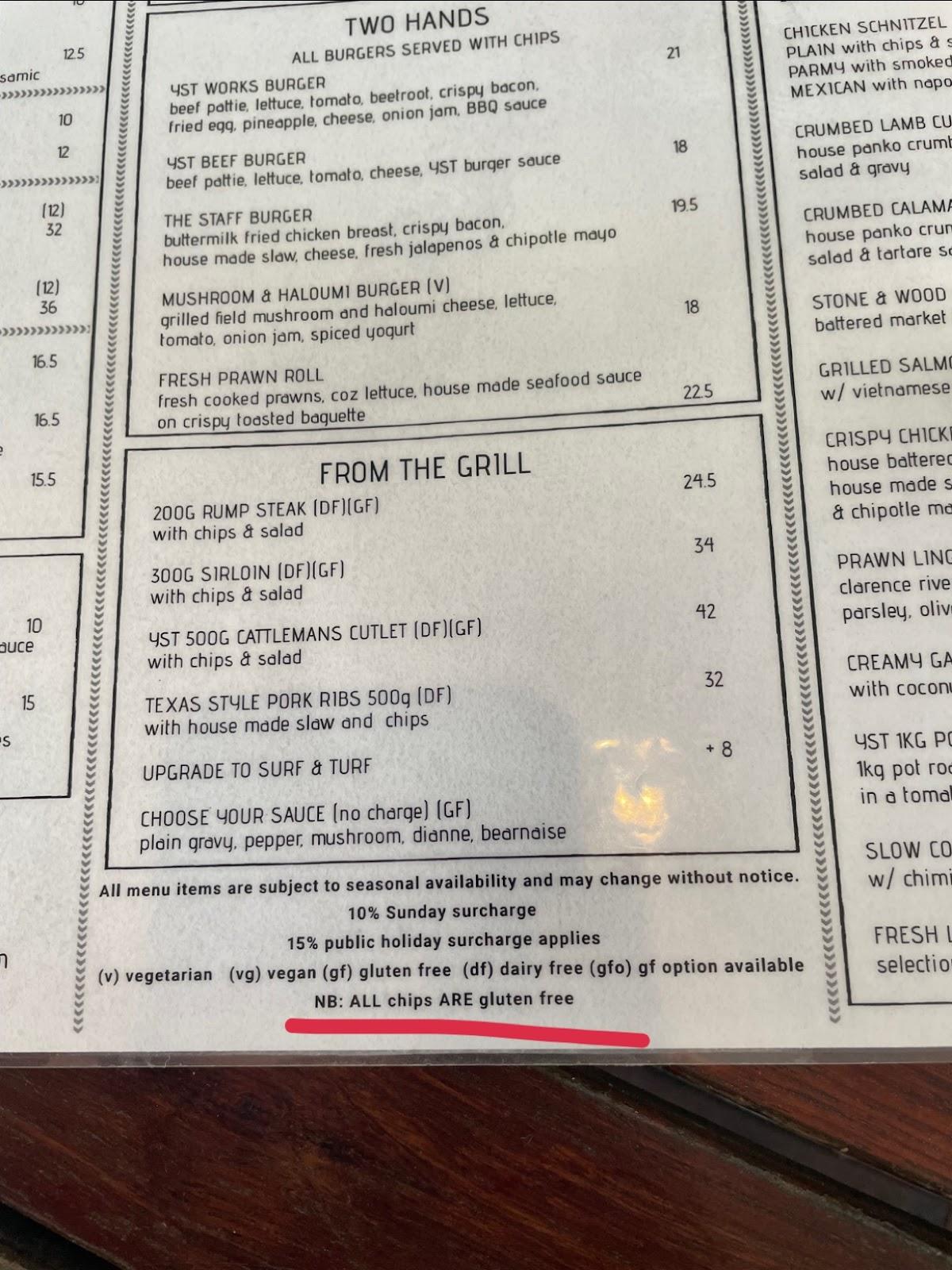 Menu at Yamba Shores Tavern pub & bar, Yamba