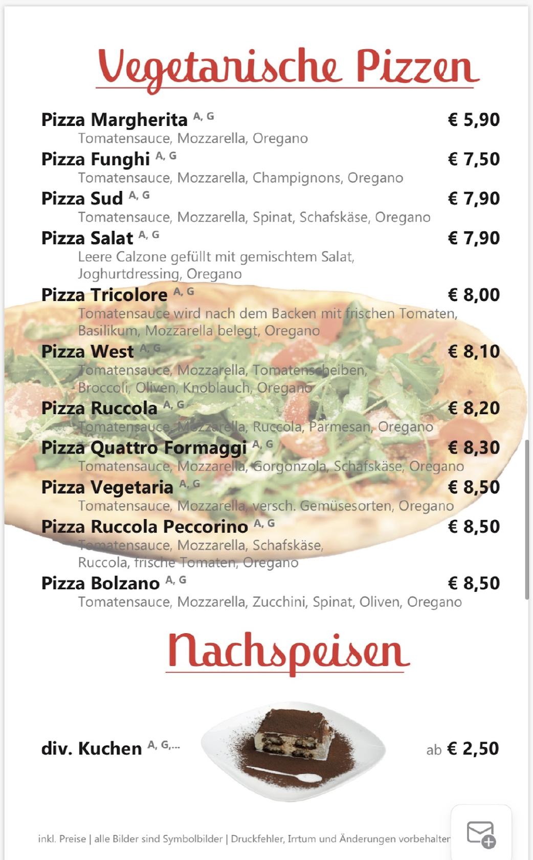 Speisekarte von Da Jacco restaurant, Innsbruck