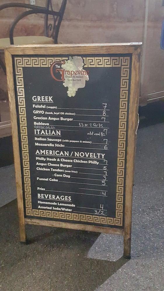 Menu at Grapevine The Greek & Italian Restaurant, Richmond, Three Chopt Rd