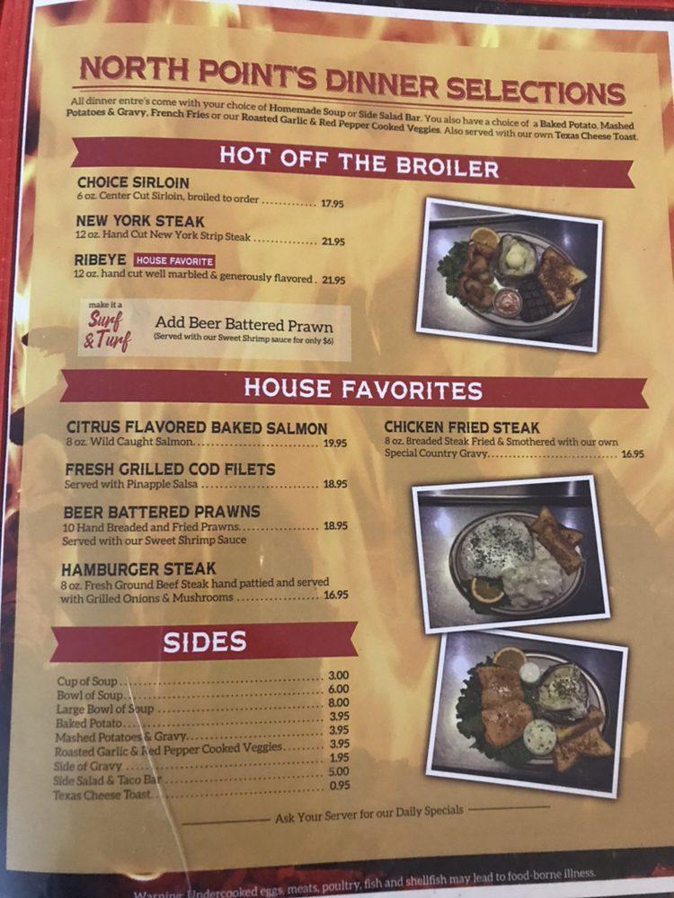 Menu at North Point Bar, Grill and Casino, Eureka