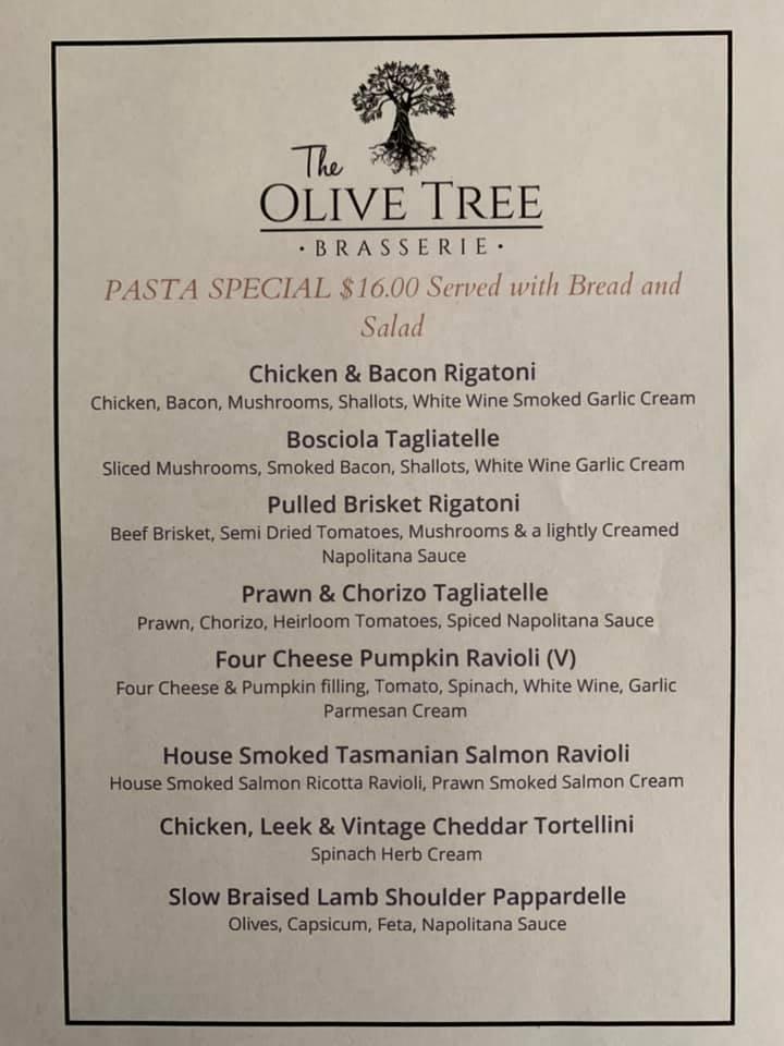 Menu at The Olive Tree Brasserie restaurant, Budgewoi