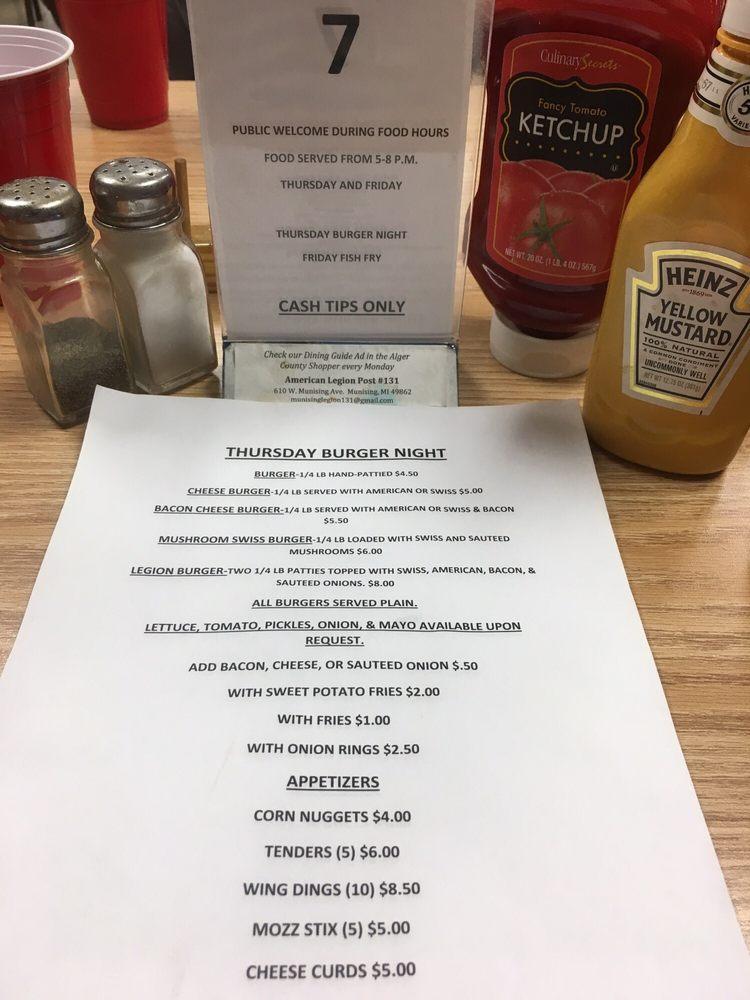 Menu at American Legion pub & bar, Munising