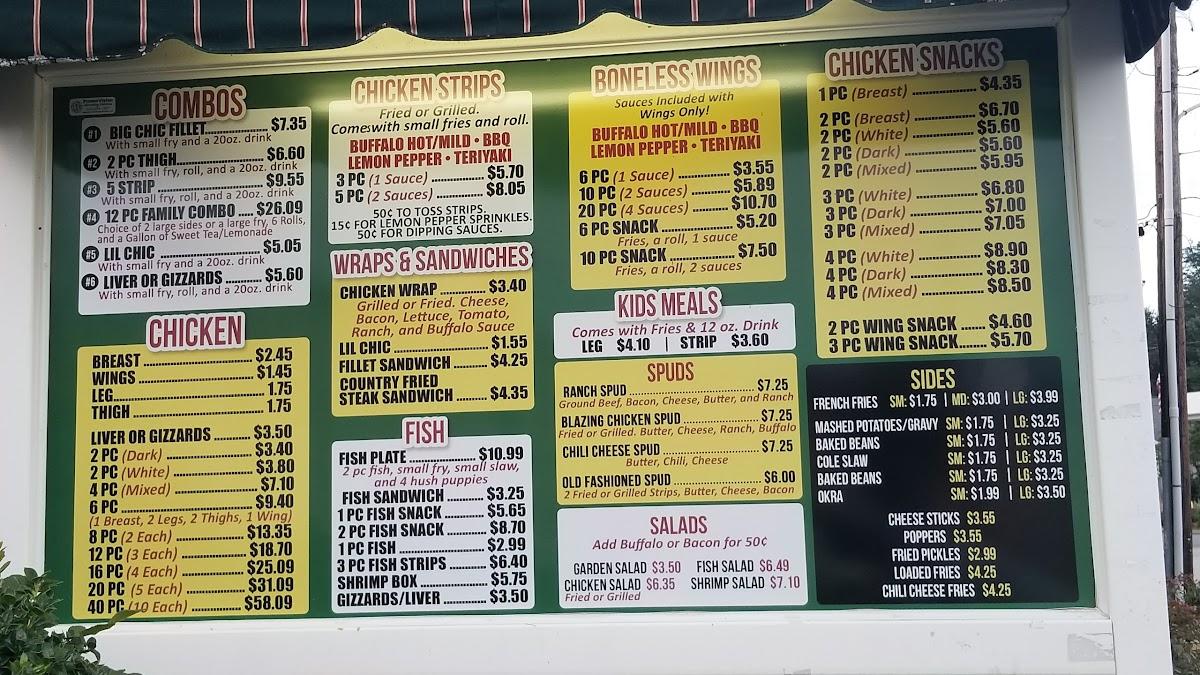Menu at Big Chic restaurant, Barnesville, 139 Forsyth St