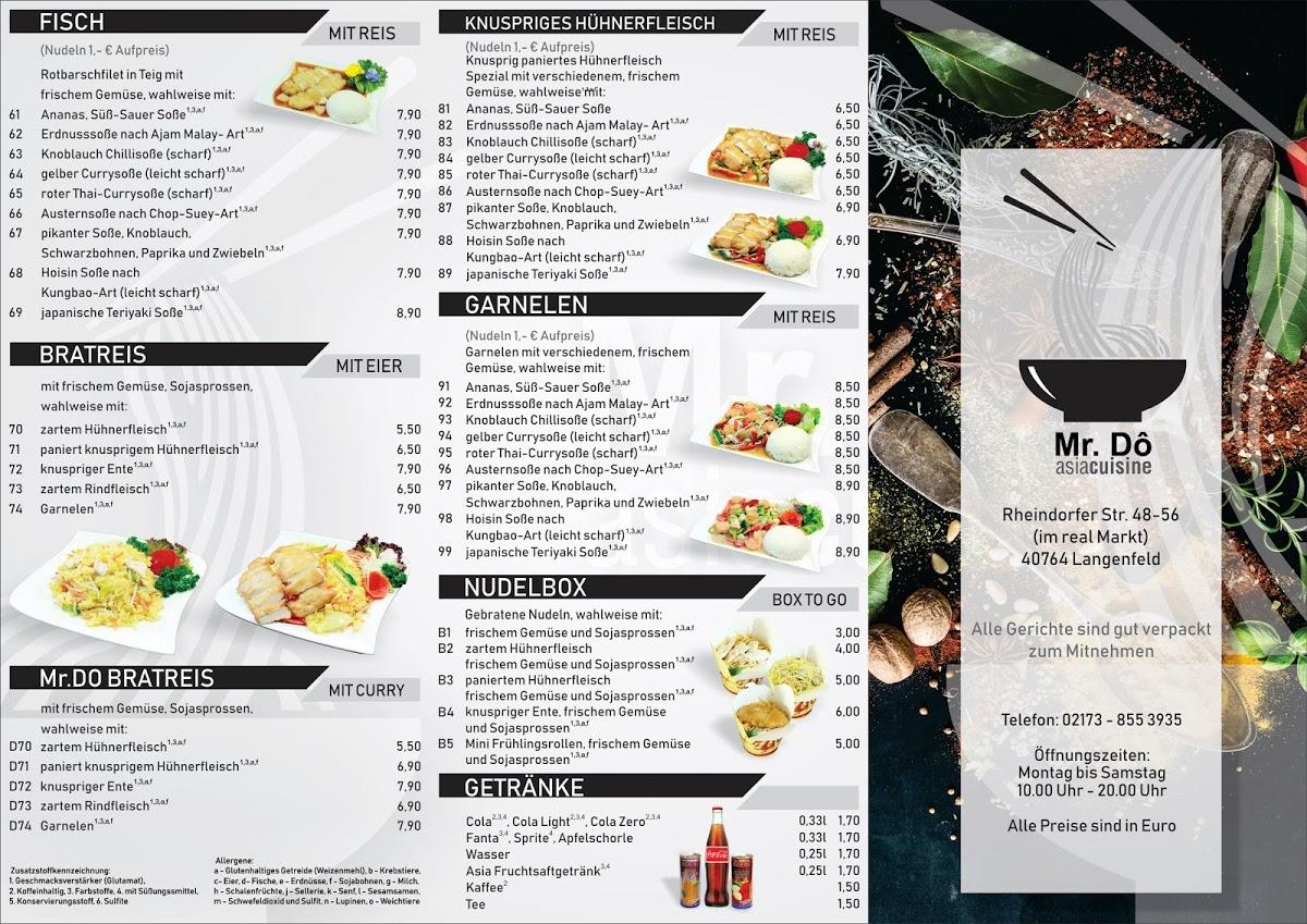 Menu at Mr. Dô asiacuisine restaurant, Langenfeld