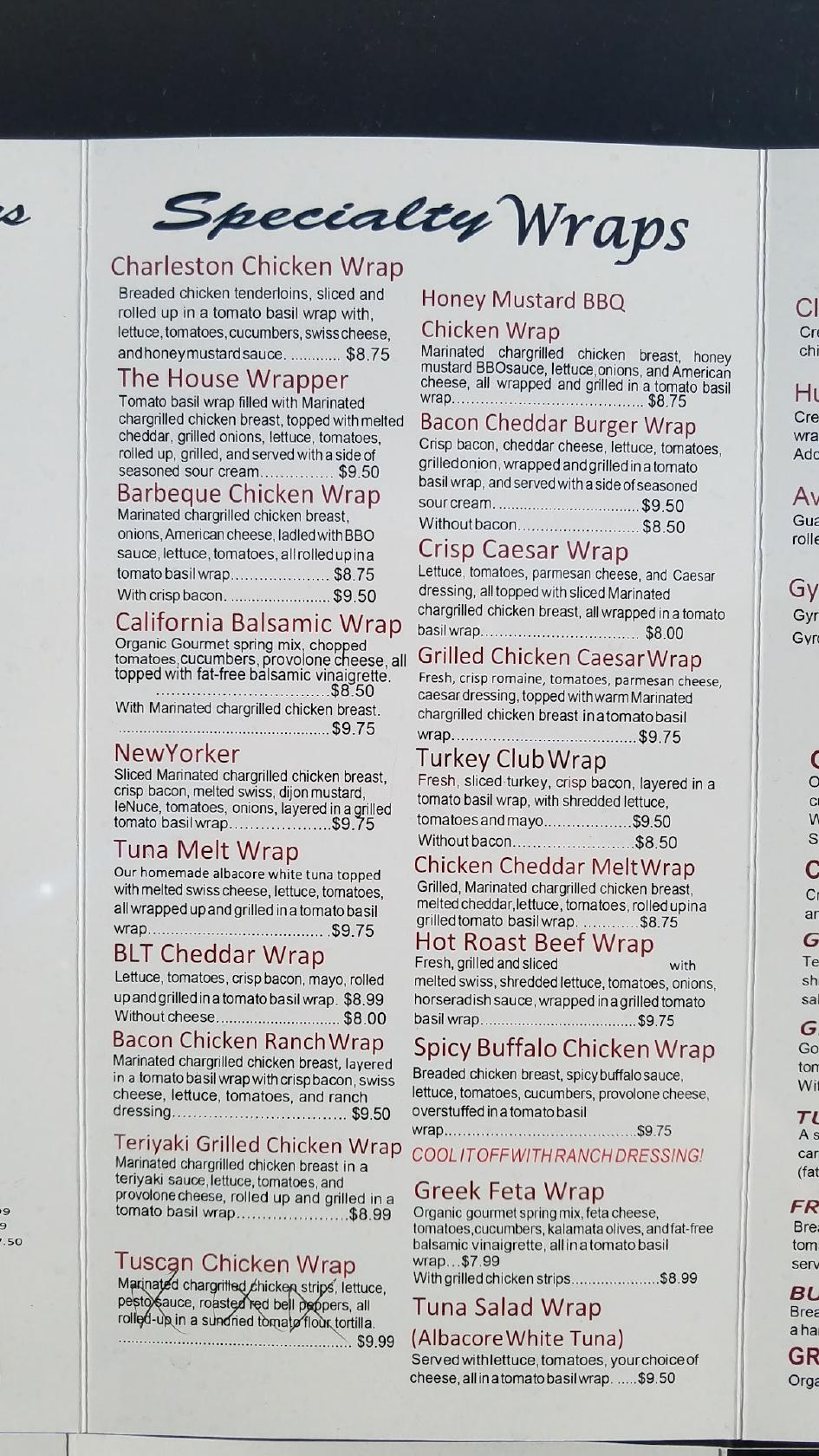 Menu at Parkside Grille restaurant, Mayfield Heights