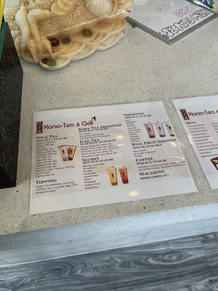 Menu at Kona Tea & Grill pub & bar, Arcadia