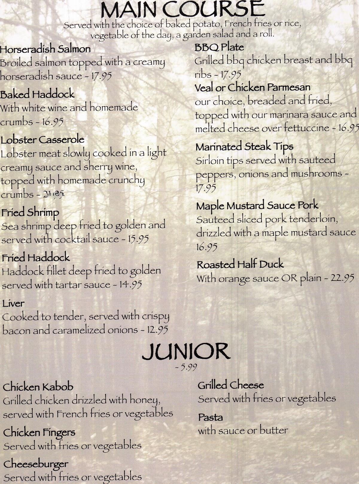 Menu at Leisure Life Resort & Trailside Restaurant, Greenville