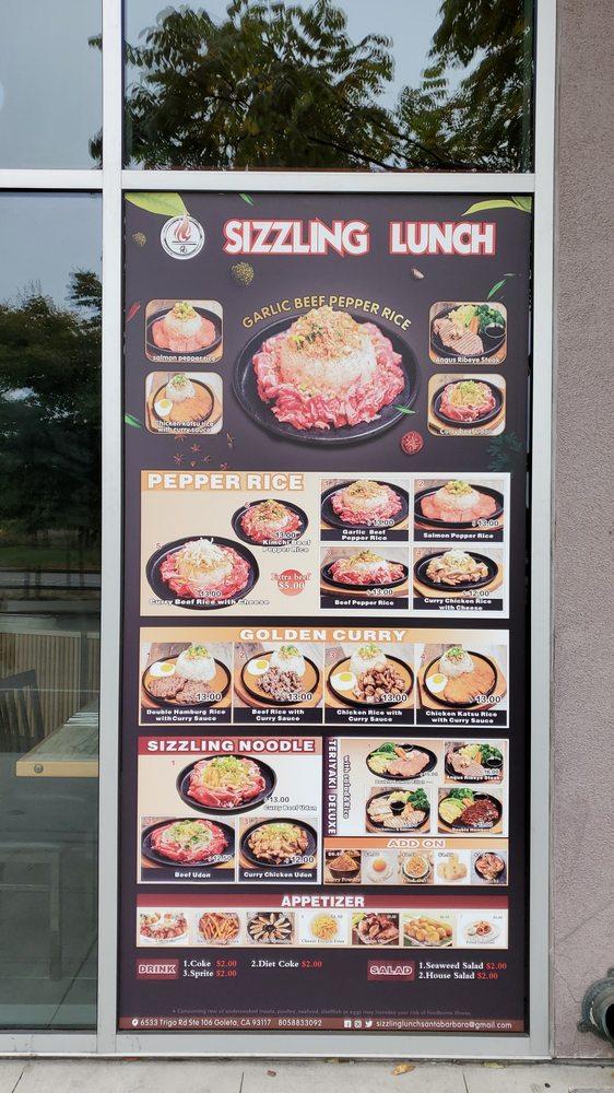 Menu at Sizzling Lunch steakhouse, Goleta