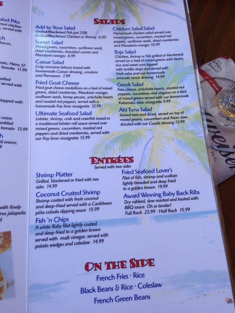 Menu at Sunset Grille pub & bar, St. Augustine, 421 A1A Beach Blvd