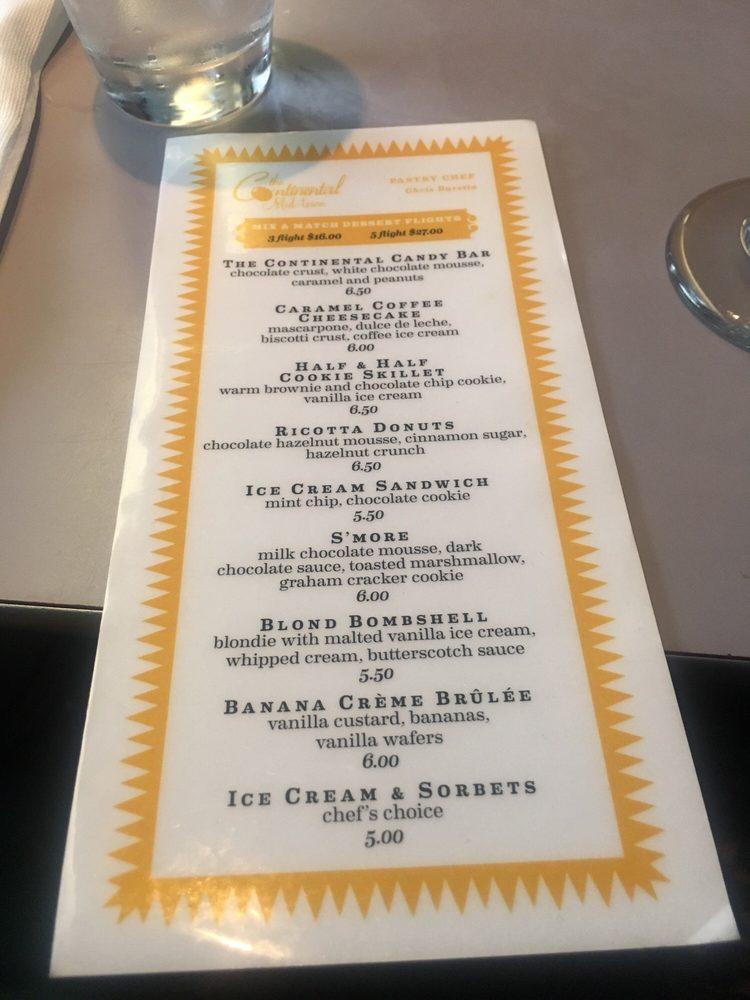Menu at The Continental Mid-town pub & bar, Philadelphia