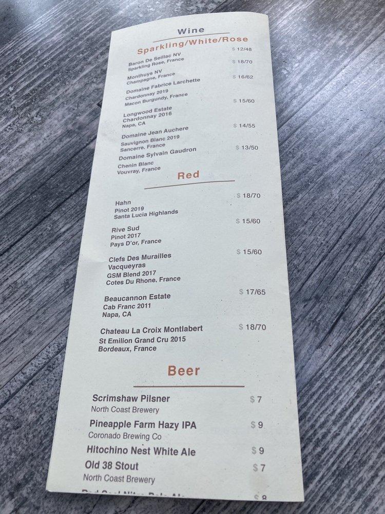 Menu at Amandine Lounge pub & bar, Los Altos