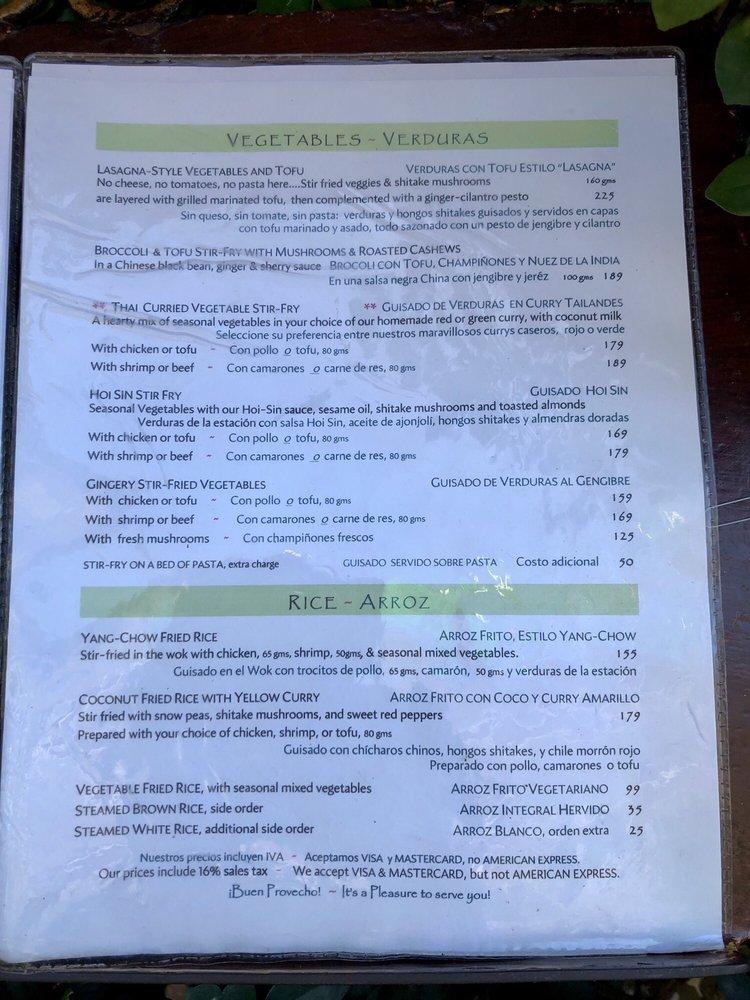 Menu at Archie's Wok restaurant, Puerto Vallarta