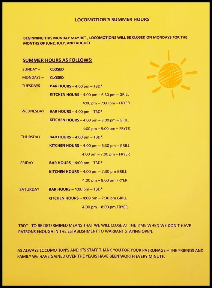 Menu at Locomotions Sports Bar, Cobleskill, 136 Railroad Ave
