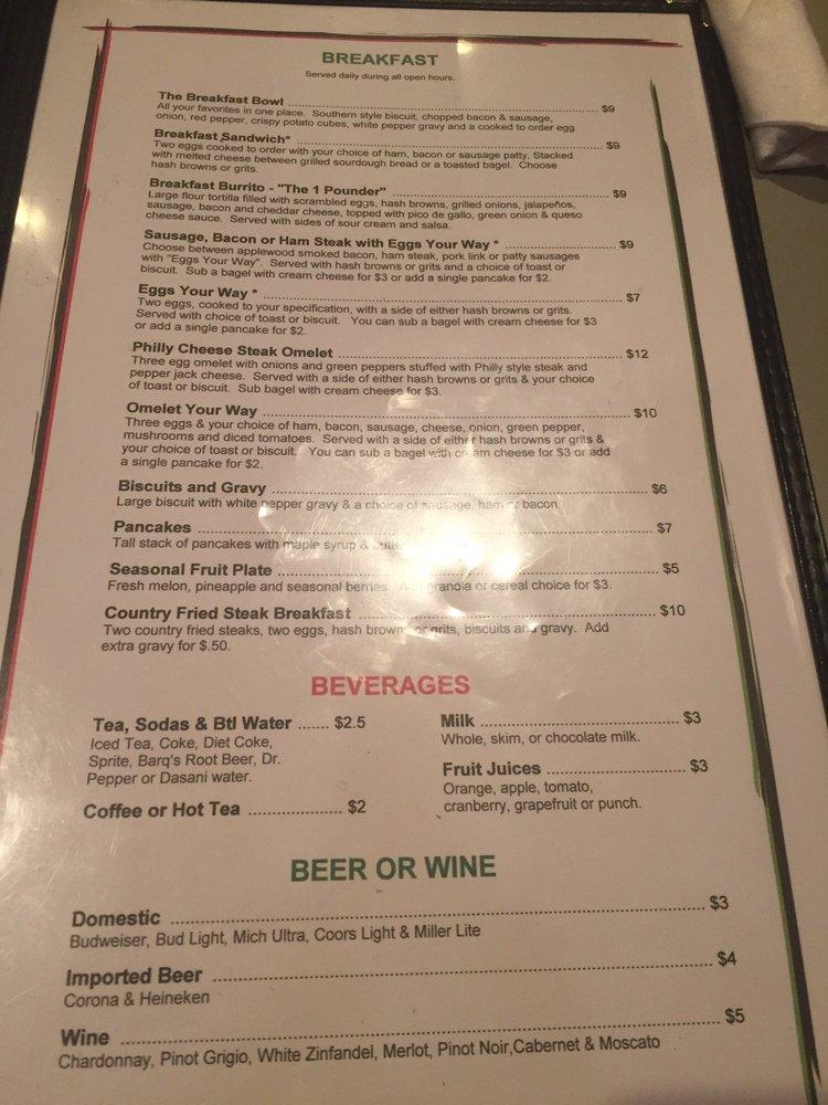 Menu at Palace Buffet restaurant, Biloxi