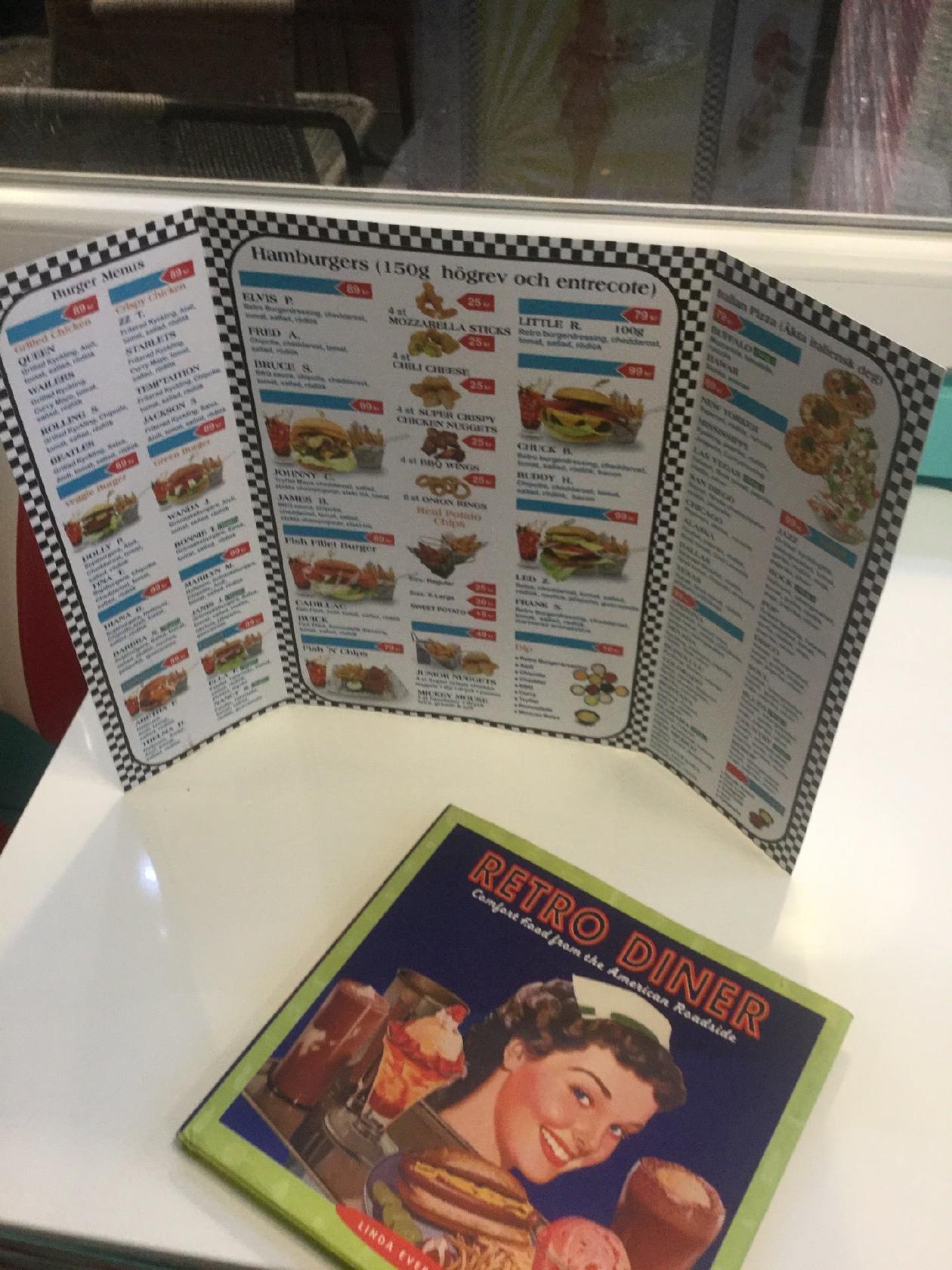 Menu at RETRO DINER restaurant, Stockholm