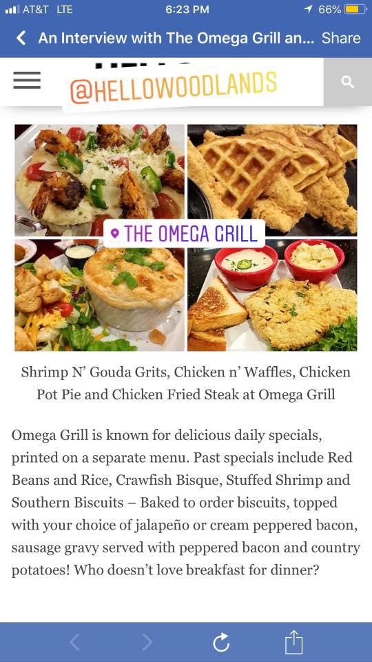 Menu at The Omega Grill restaurant, Spring