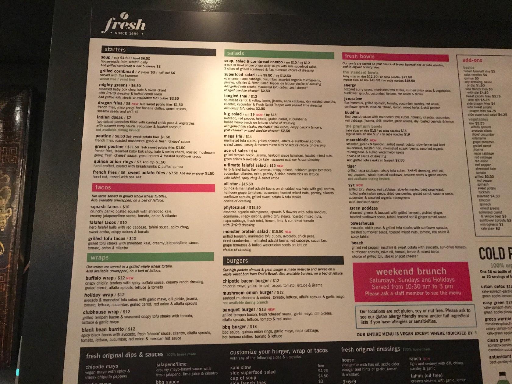 Menu at The Tavern on Spadina pub & bar, Toronto, 147 Spadina Ave.