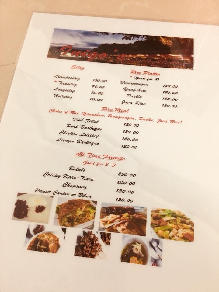 Carta del restaurante Iyo na Ini Food Corner, Imus