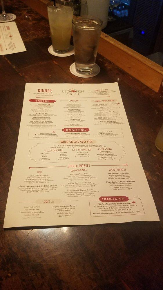Menu at Red Fish Grill restaurant, New Orleans