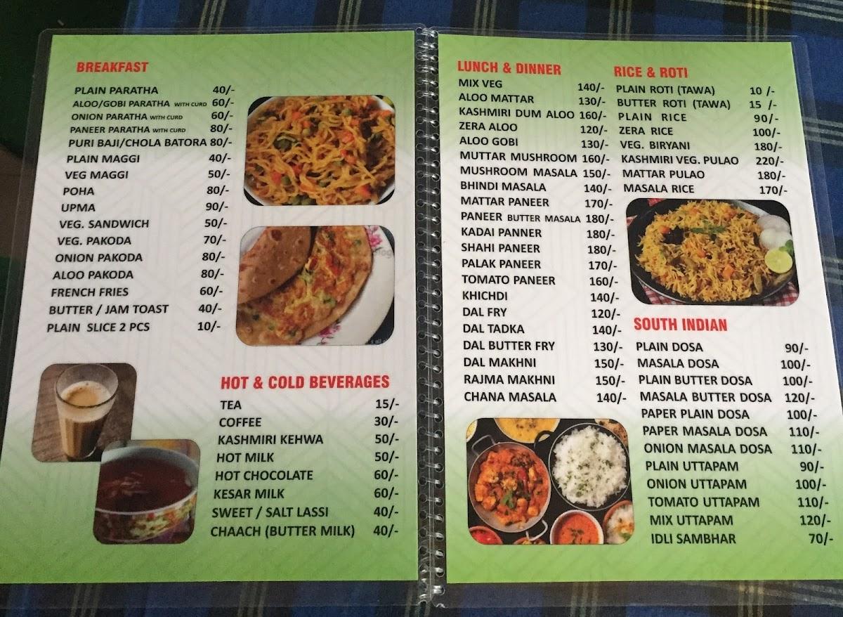 Menu at Valley food Point restaurant, Pahalgam