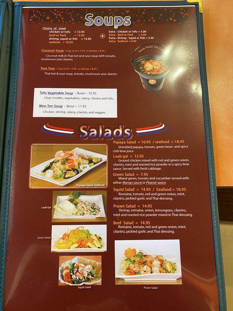 Menu at Ginger Thai Kitchen restaurant, Salinas