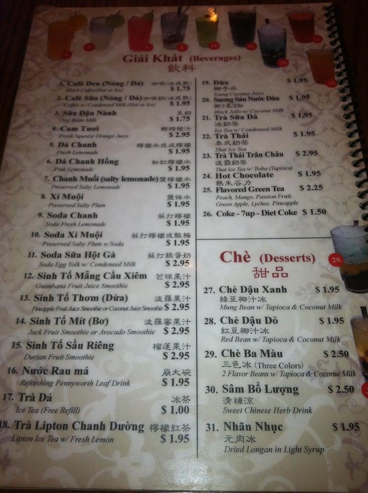 Menu at Saigon Eden restaurant, San Gabriel, 980 E Las Tunas Dr # C