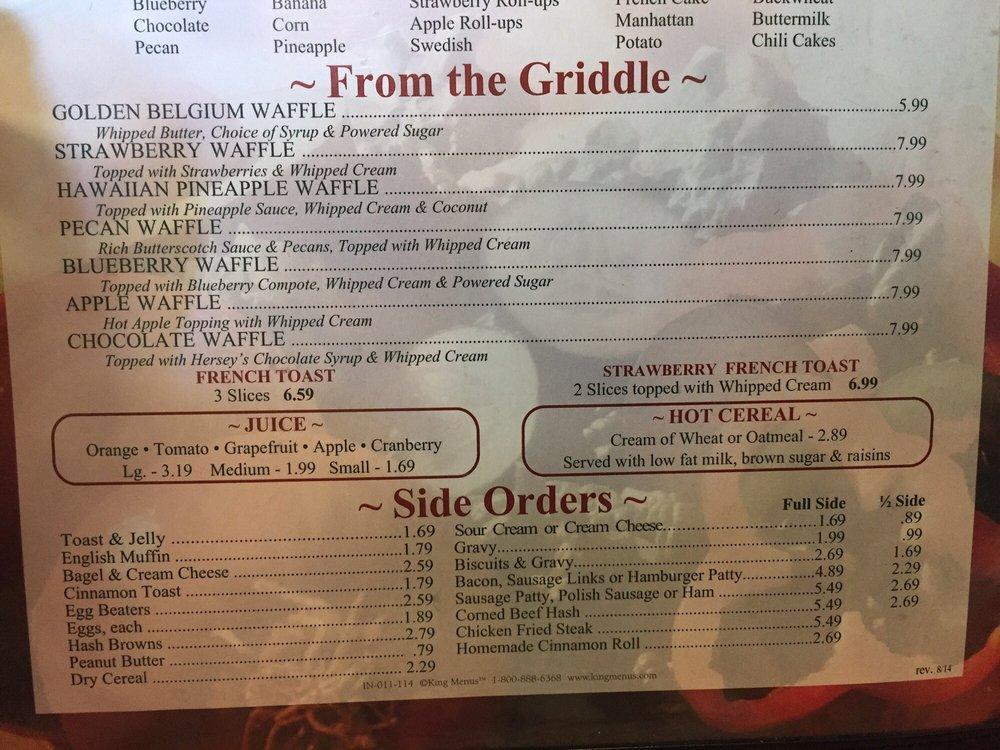 Menu at Silver Dollar Pancake House restaurant, Corona, 710 E 6th St
