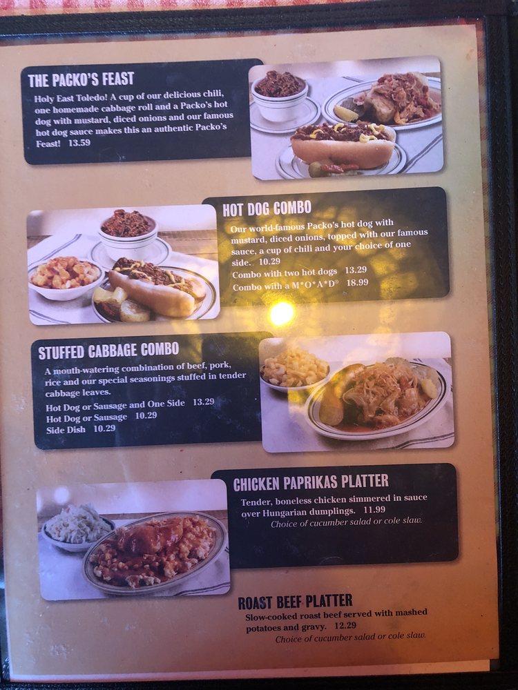 Menu at Tony Packo's Restaurant, Toledo, Front St