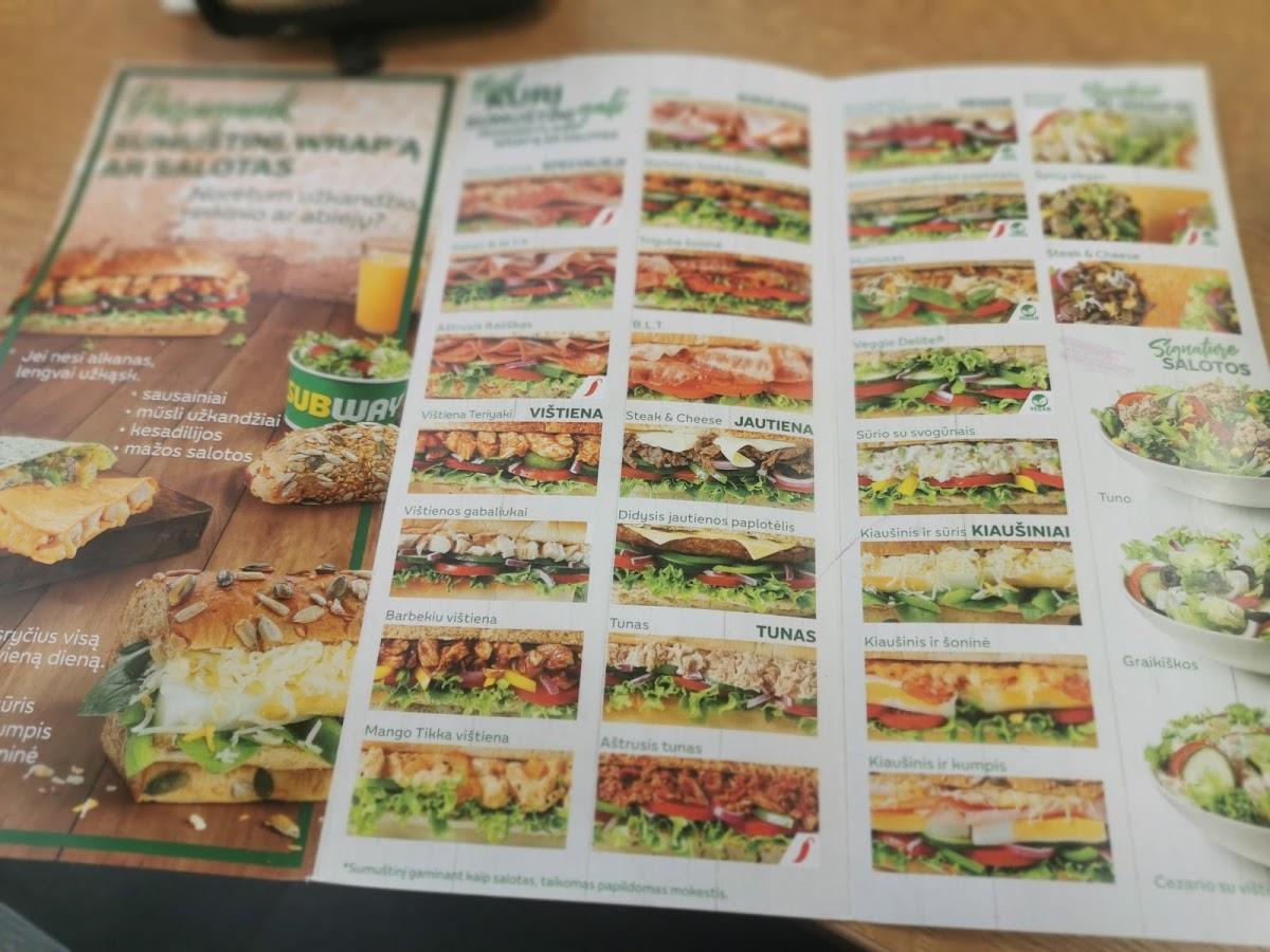 Menu at Subway restaurant, Aristava, Aristavos 4