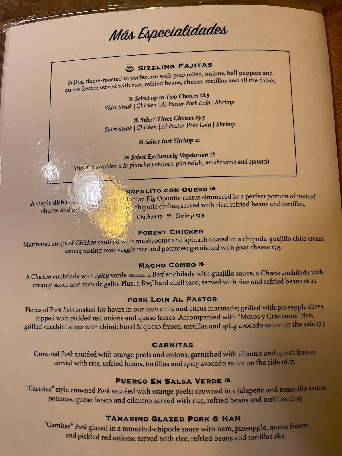Menu at Antigua Real restaurant, Mukwonago