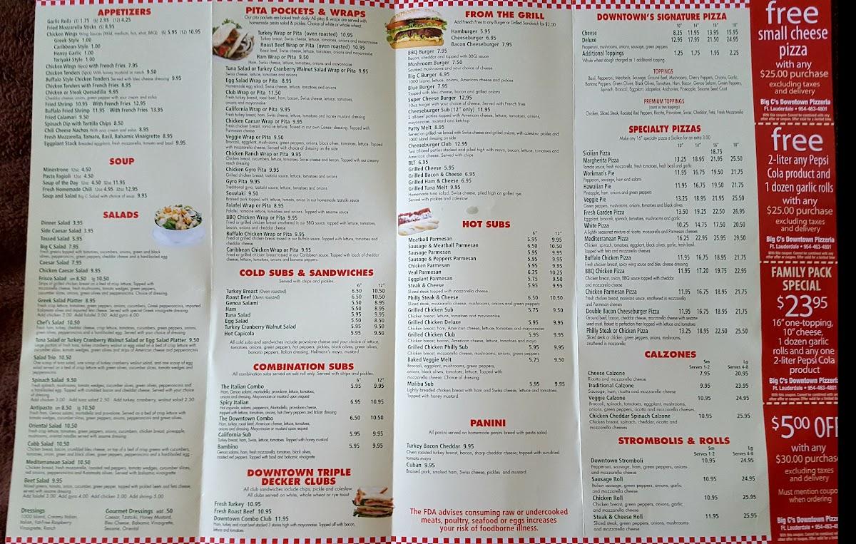 Menu at Big C's Downtown Pizzeria, Fort Lauderdale, S Andrews Ave