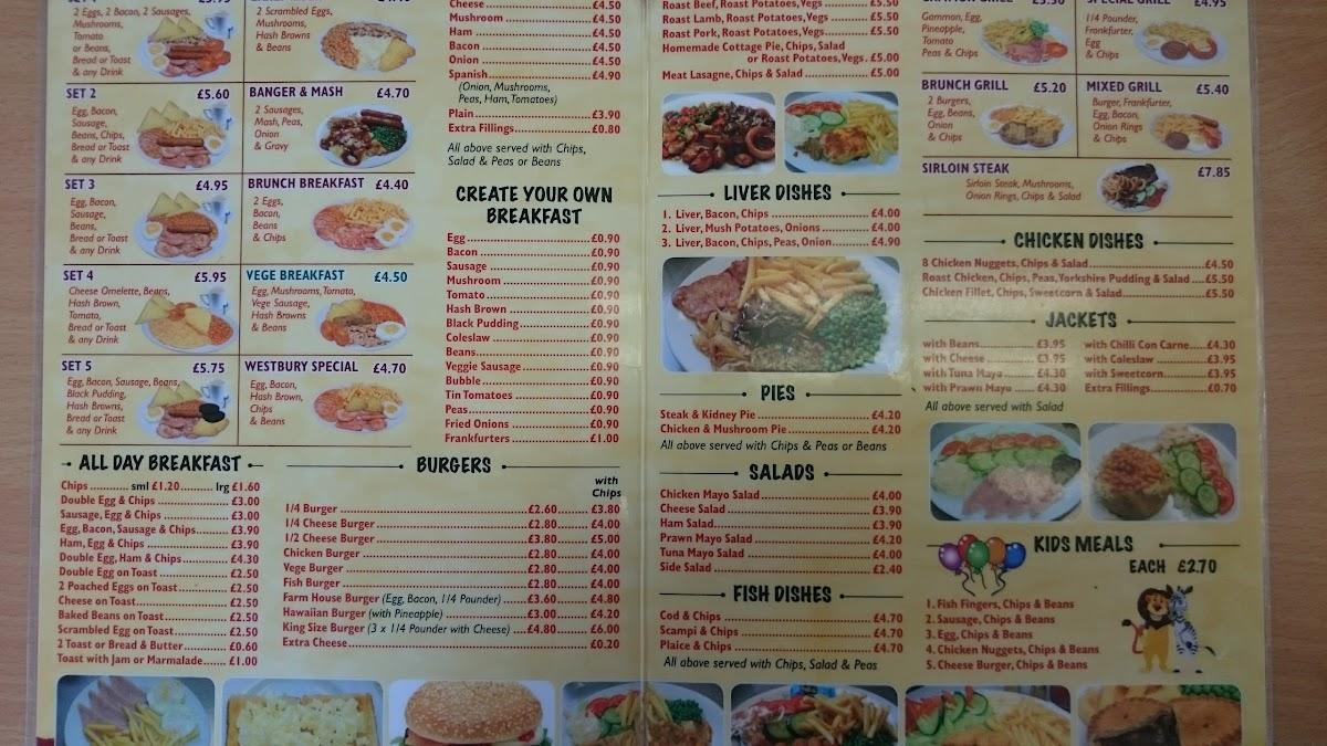 Menu at Crescent Cafe, Bristol