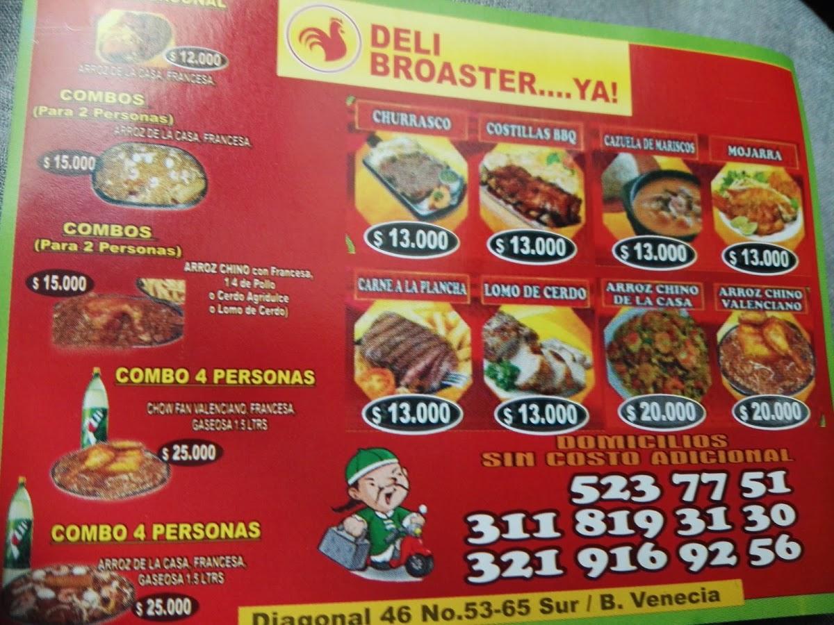 Menu at Deli Broaster restaurant, Colombia