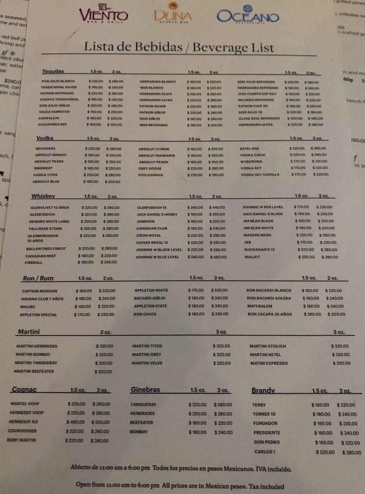 Menu at Duna Sports Bar, Cancún, Blvd. Kukulcan
